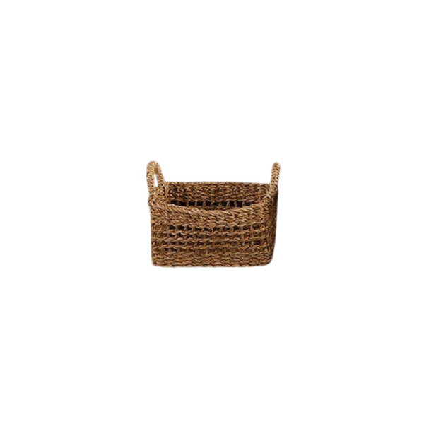 Rectangle Open Weave Basket with Handles - One Cozy Home